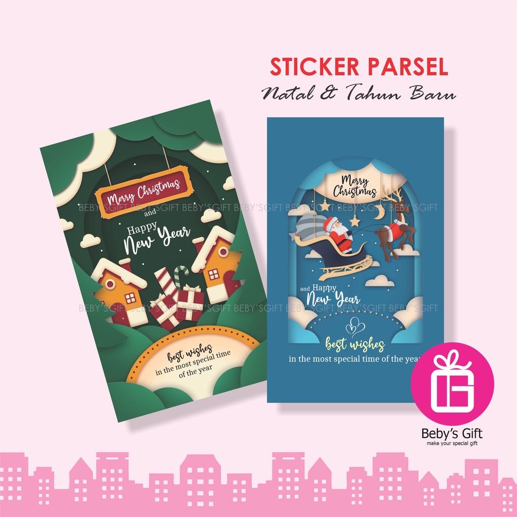 Jual Sticker Segel Box Parsel Natal dan Tahun Baru Stiker Merry ...