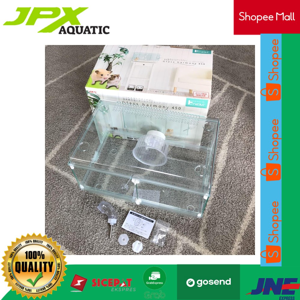 Jual GEX GLASS HARMONY 450 / IMPORT JEPANG / 47x32x29 KANDANG HAMSTER KACA BAGUS / KANDANG ...