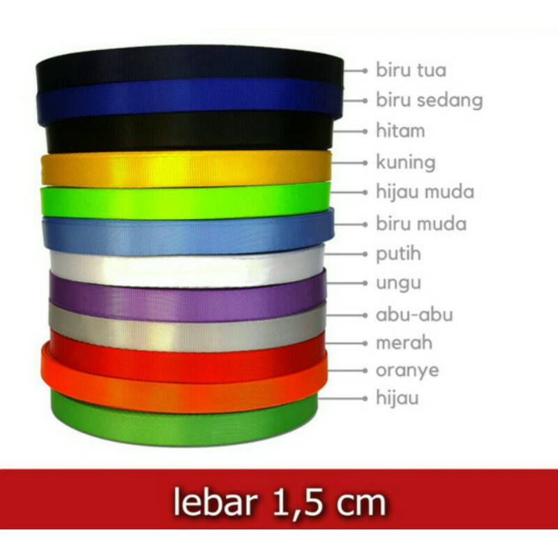 Jual Tali nylon bahan lanyard sablon id card 1,5 cm /nylon roll/fita ...