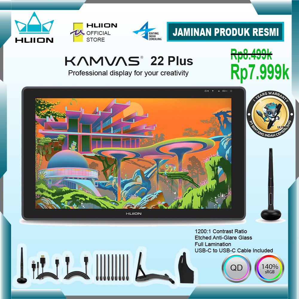 Jual [READY PROMO] HUION KAMVAS 22 PLUS | Shopee Indonesia