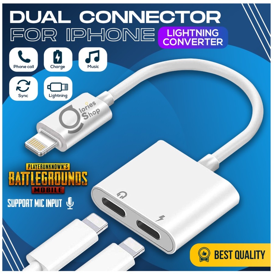 Jual DUAL CONNECTOR CONVENTER LIGHTNING TO LIGHTNING AUDIO CONNECT ...
