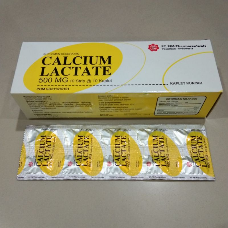 Jual CALCIUM LACTATE STRIP 500MG 100S B0X (PIM) | Shopee Indonesia