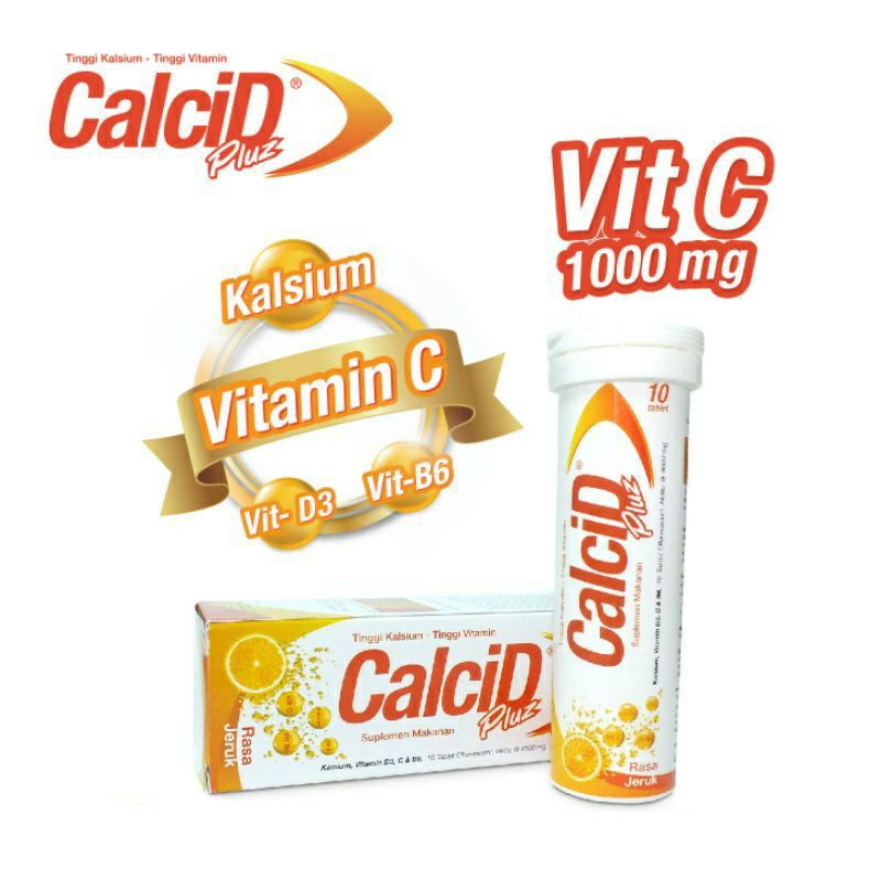 Jual Calcid Pluz Effervescent Tinggi Kalsium & Vitamin C isi 10 Tablet | Shopee Indonesia