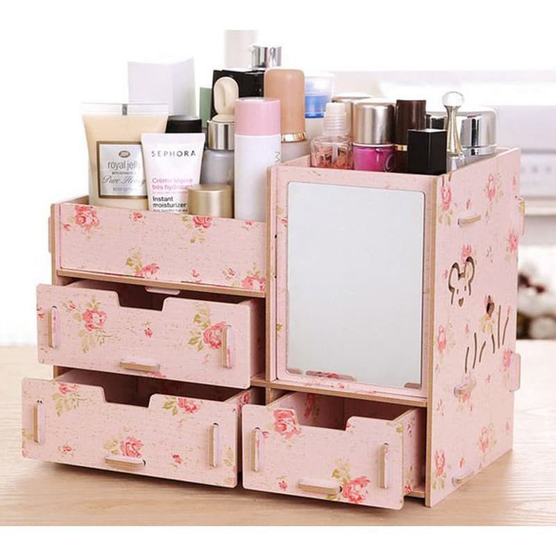 Jual Laci Kosmetik Kayu 3 Susun + Cermin (Rak Kosmetik Kayu Mini ...