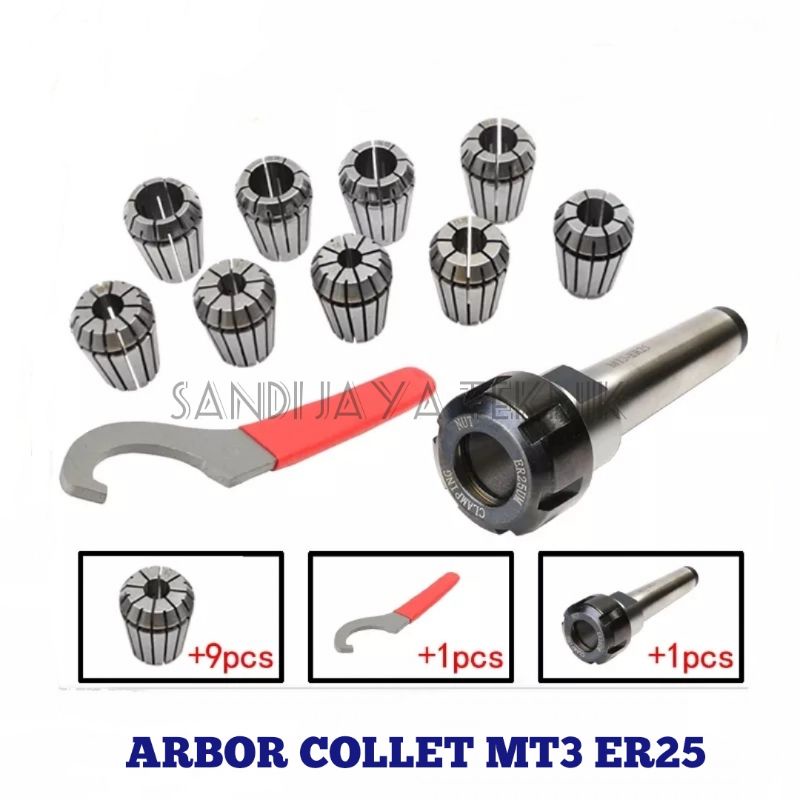 Jual Arbor Collet MT3 Set Collet MT3 ER25 Set Kunci Cocok Untuk Mesin Bor Frais ZAY ZX Dan ...