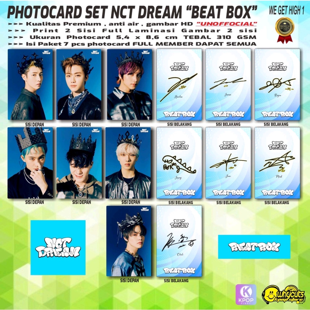 Jual PHOTOCAR SET KPOP PREMIUM NCT DREAM BEAT BOX / FULL SET 7 PCS ...