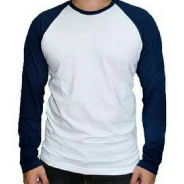 Jual Kaos raglan reglan polos panjang putih navy | Shopee Indonesia
