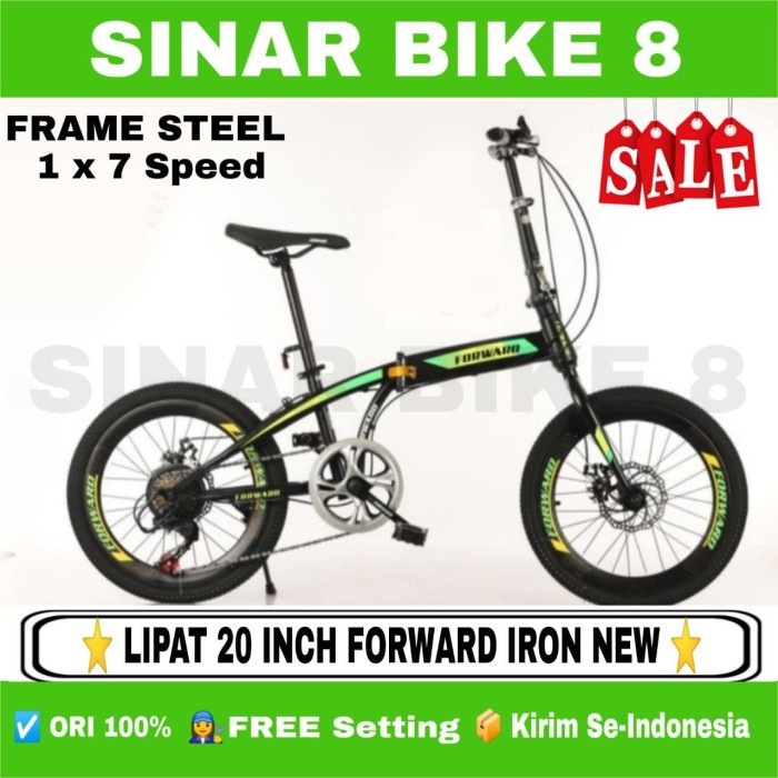 Jual Sepeda Lipat Ukuran 20 Inch FORWARD IRON STEEL 7 Speed Rem Cakram ...