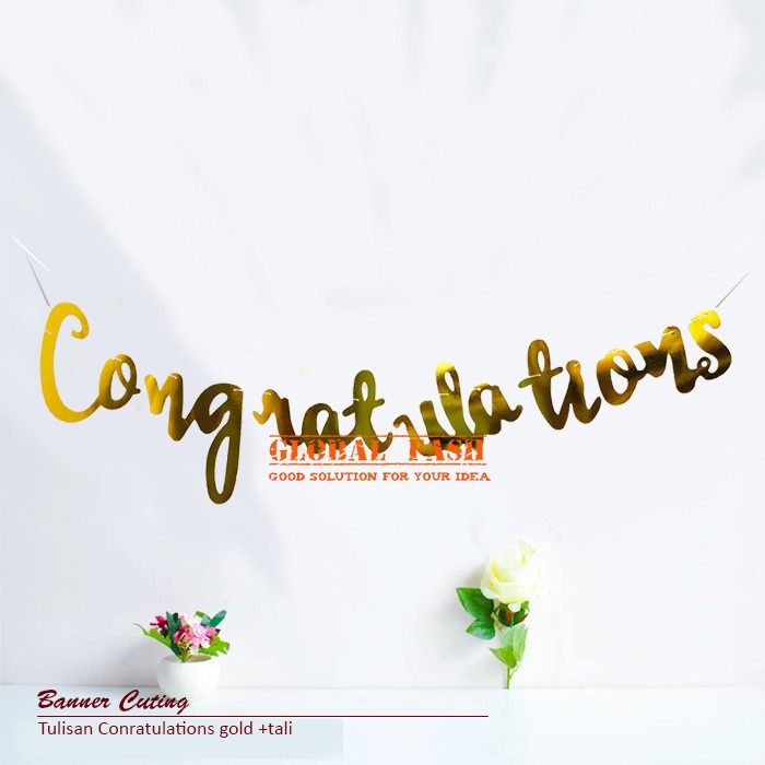 Jual banner Congratulations Latin gold / bunting flag wisuda ...