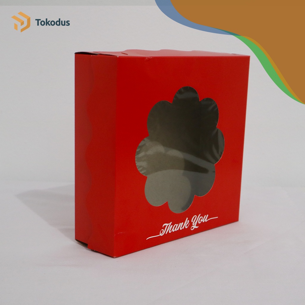 Jual Kardus Kue/Box Bolu/Dus Kue Bolu 22x22x7 cm Duplex Merah Laminasi ...