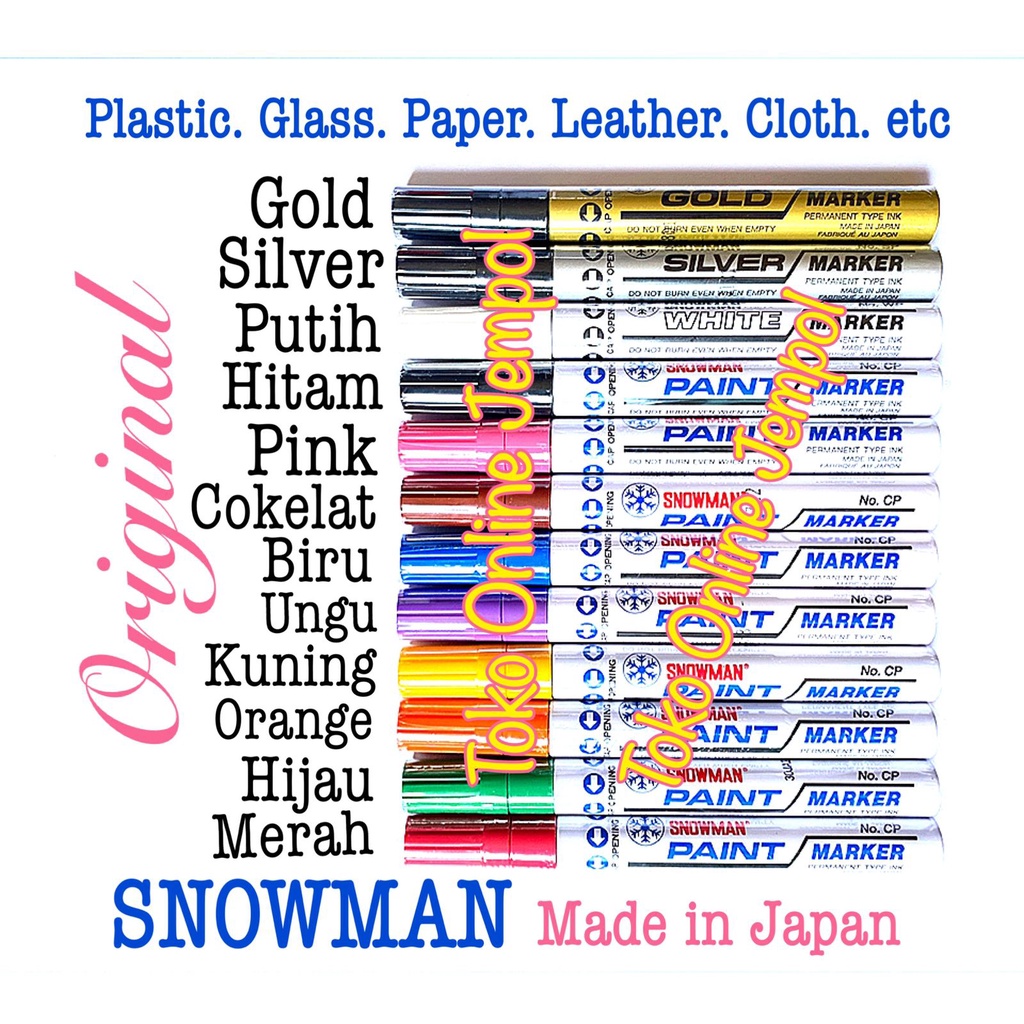 Jual Spidol Permanent Snowman Paint Marker Japan CP WP SP GP ATK0640SN ...