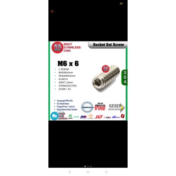 Jual baut stainless L tanam m6x6 baut pcp jawa dan gejluk | Shopee Indonesia