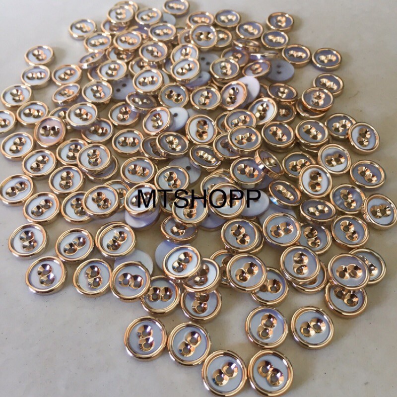 Jual Kancing baju Gold Mata putih 13-15mm isi( 100-400pcs) pcs | Shopee ...