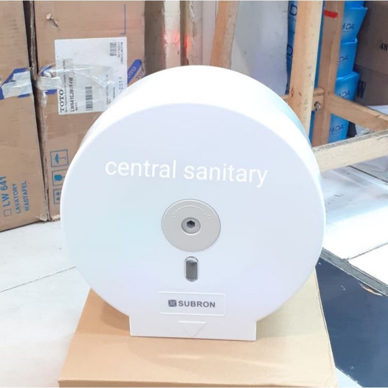 Jual tempat tissue jumbo roll subron tisue gulung bulat rol tisu putih ...