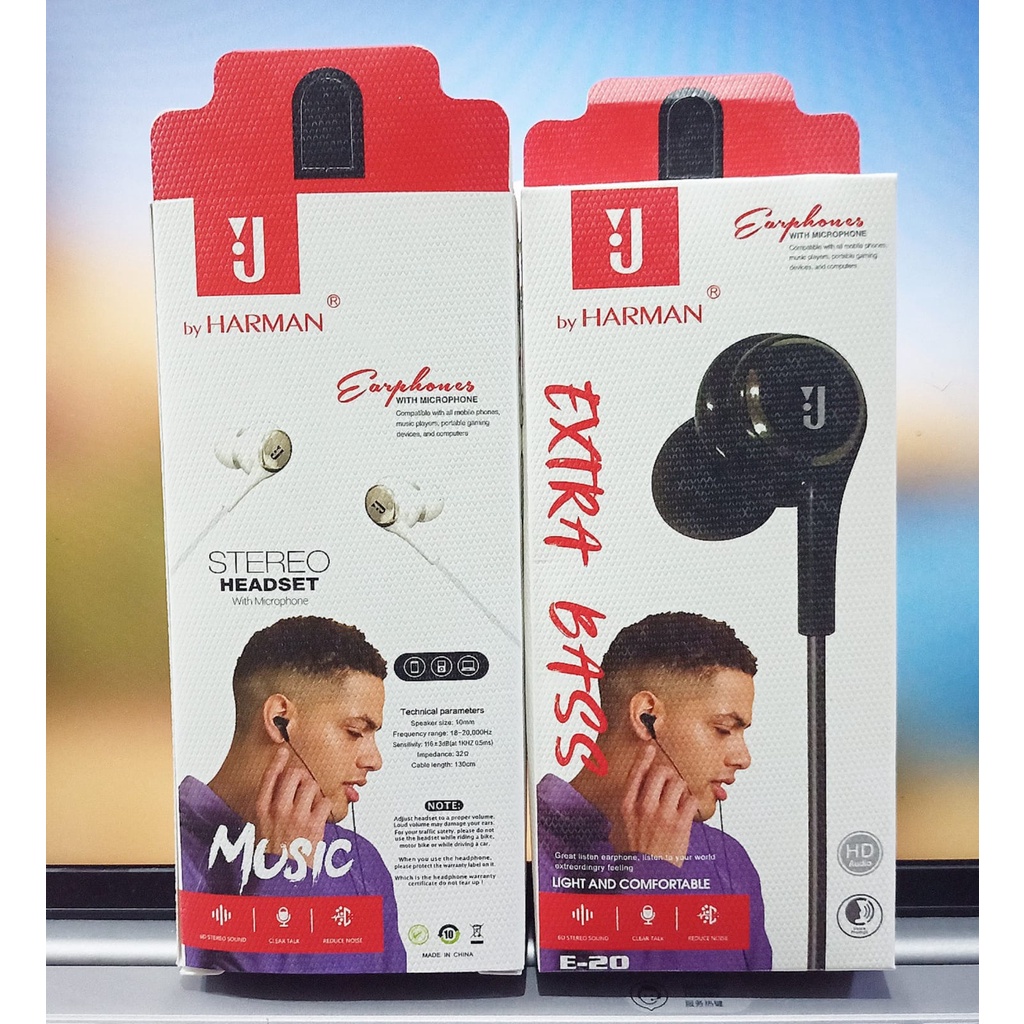 Jual Handsfree Headset J Earphone Music Streo Extra Basss | Shopee ...