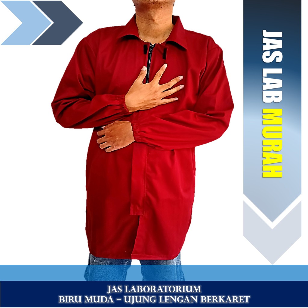Jual Jas Baju Lab Laboratorium Praktikum Lab Coat Lengan Panjang Merah ...