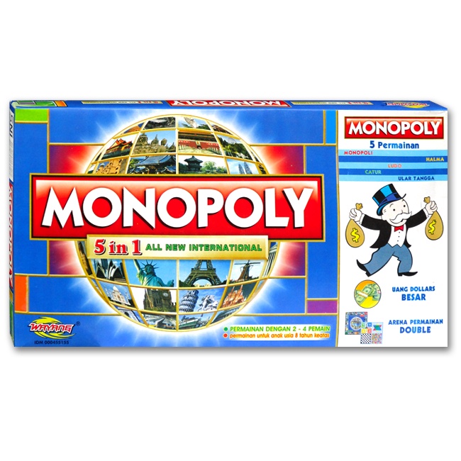 Jual Mainan Keluarga Monopoly 5In1 (Monopoli, Halma, Ular, Tangga, Ludo ...
