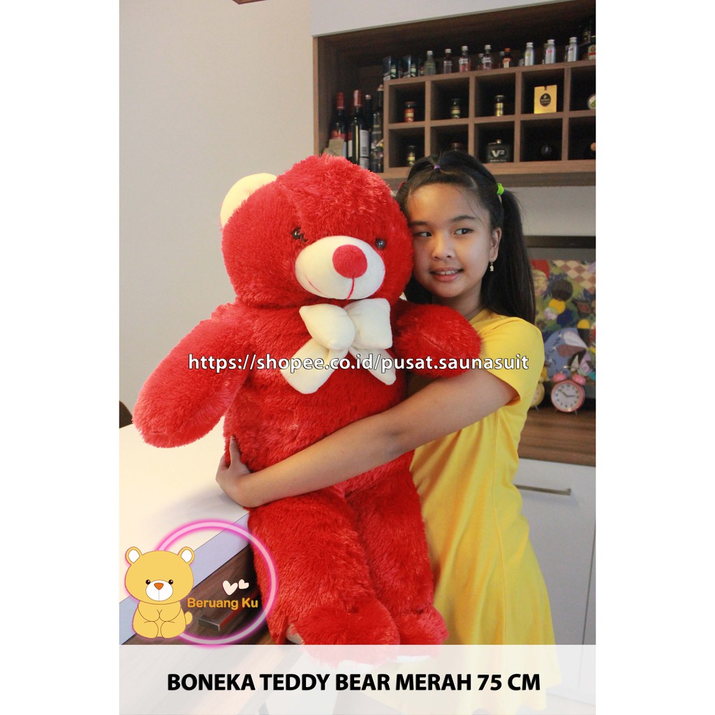 Jual BONEKA BERUANG TEDDY BEAR POLOS MERAH 75 CM | Shopee Indonesia