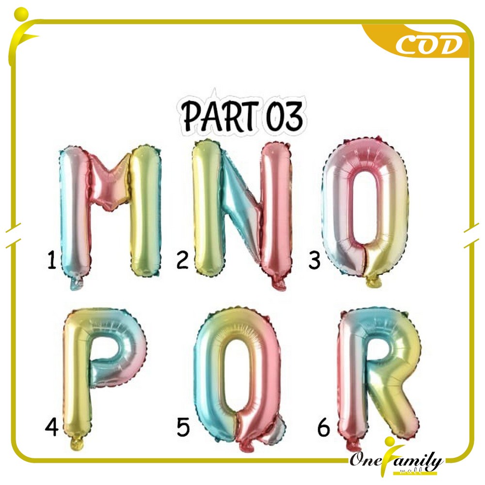 Jual ONE-C390 Ballon Foil Abjad Alphabet Polos Gradient A-Z Balon Foil ...