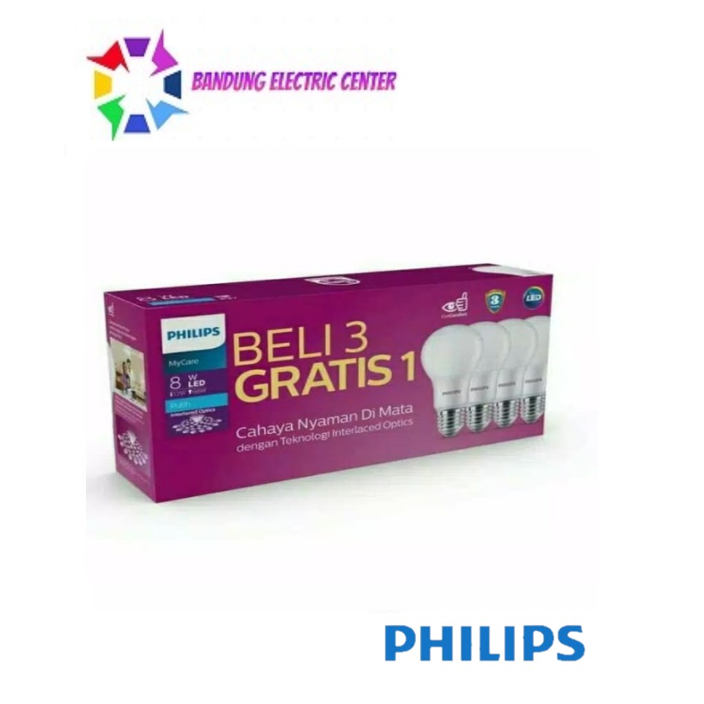 Jual Philips MultiPack MyCare LedBulb 8W Putih / Lampu Philips Led Bulb ...