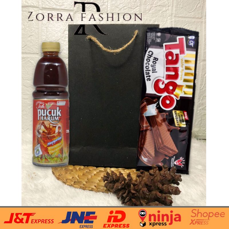 Jual PAPERBAG HITAM WAFER DAN MINUMAN MURAH 15 X 25/TAS KADO/TAS KERTAS ...