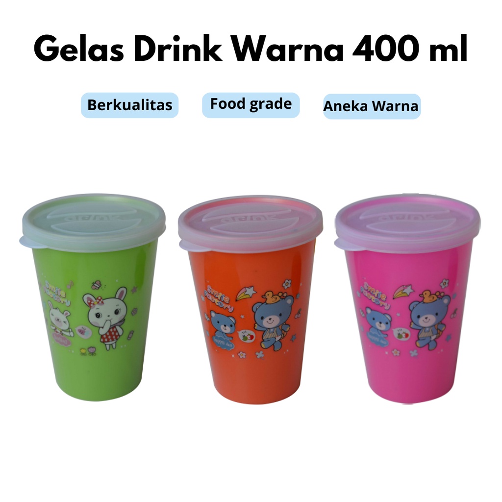 Jual Gelas Tutup Drink Warna 400 ml | Souvenir Ultah acara lainnya ...