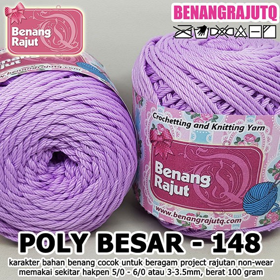Jual BENANG RAJUT POLY BESAR D30 POLOS 148 UNGU KEMERAHAN | Shopee ...