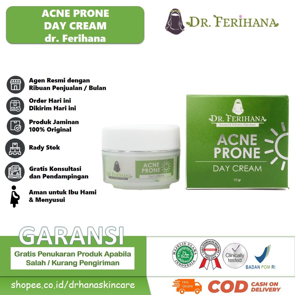Jual Acne Prone Day Cream dr. Ferihana Cosmetics & Skincare Krim Siang ...