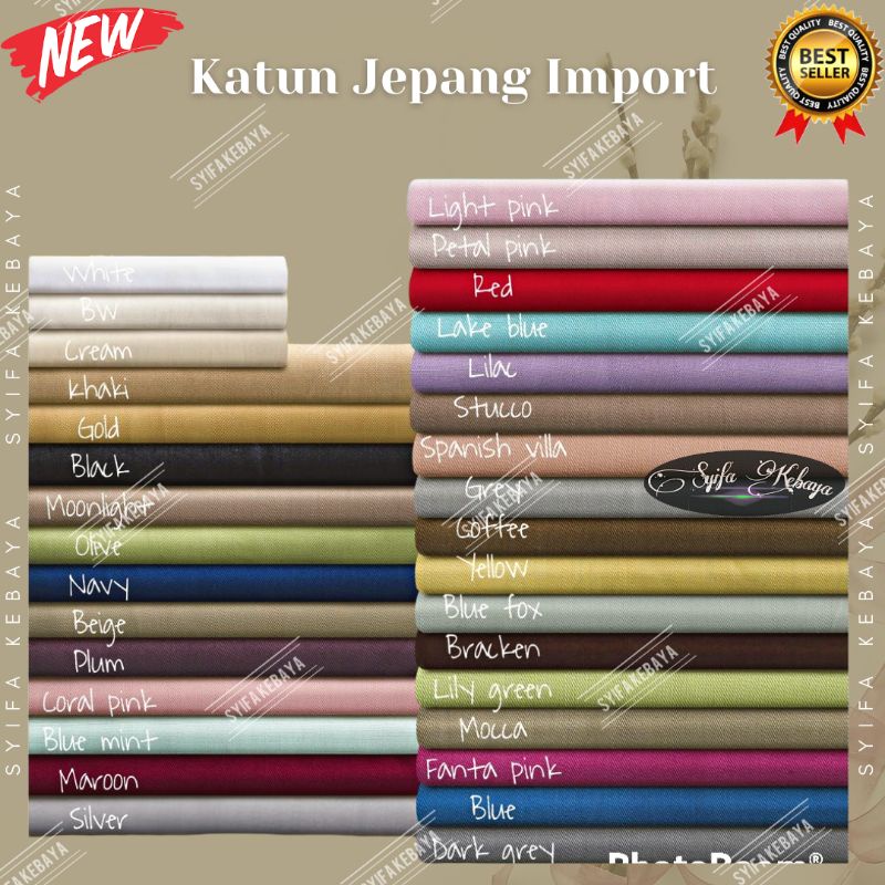 Jual Bahan Kain Katun Poplin Premium 100% Cotton / Katun Jepang Polos ...