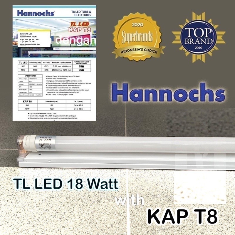 Jual Lampu TL T8 LED Hannochs 18 Watt model neon cahaya putih | Shopee ...
