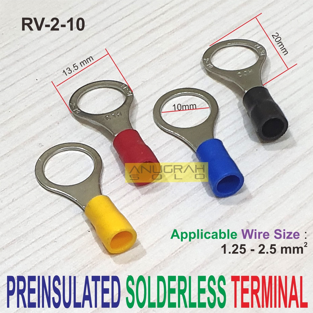 Jual Kabel Skun Ring 2.5mm RV-2-10 Skun Kabel O Lubang 10mm | Shopee Indonesia
