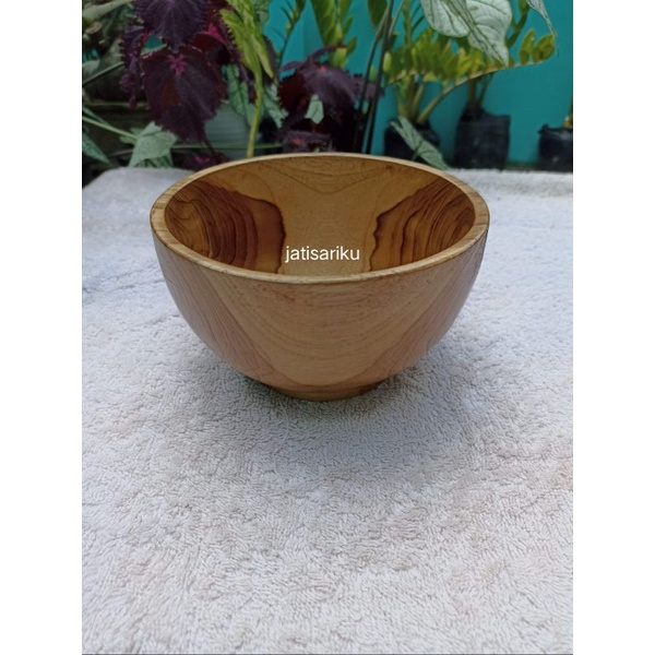 Jual MANGKOK BULAT KAKI UKURAN 15x9 KAYU JATI UNTUK ES BUAH SALAD ...