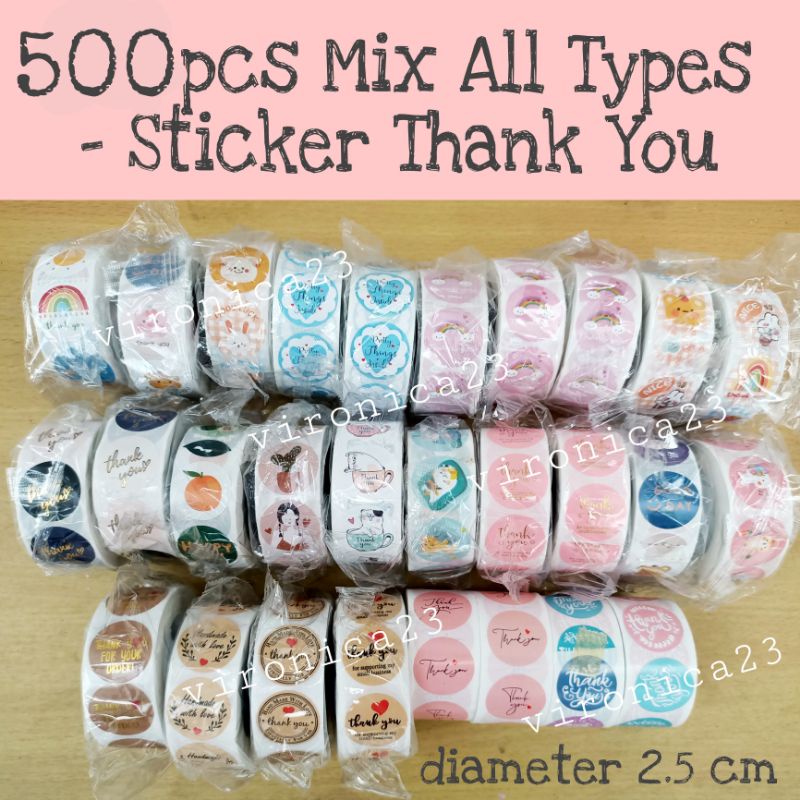 Jual 500 PCS - STICKER LABEL THANK YOU Diameter 2.5 cm | Shopee Indonesia