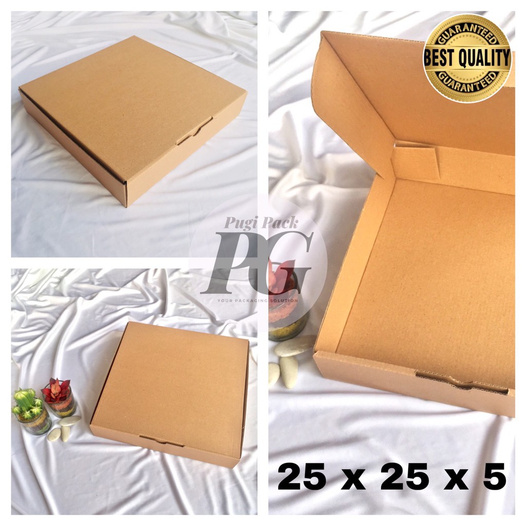 Jual KARDUS BOX POLOS MODEL PIZZA 25x25x5 | Shopee Indonesia