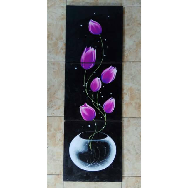 Jual Lukisan bunga tulip ungu vertikal minimalis | Shopee Indonesia