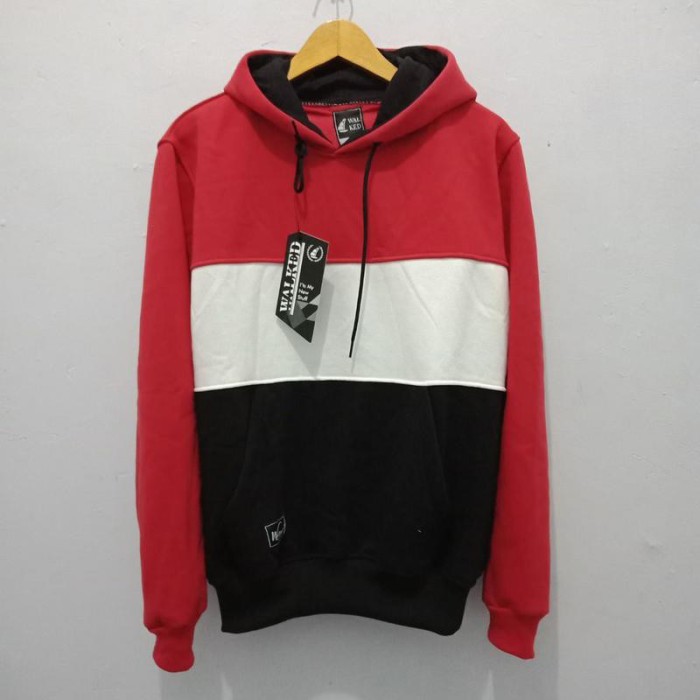 Jual Jaket Pria Kombinasi Hoodie Pria Kombinasi Warna Merah Putih Hitam ...