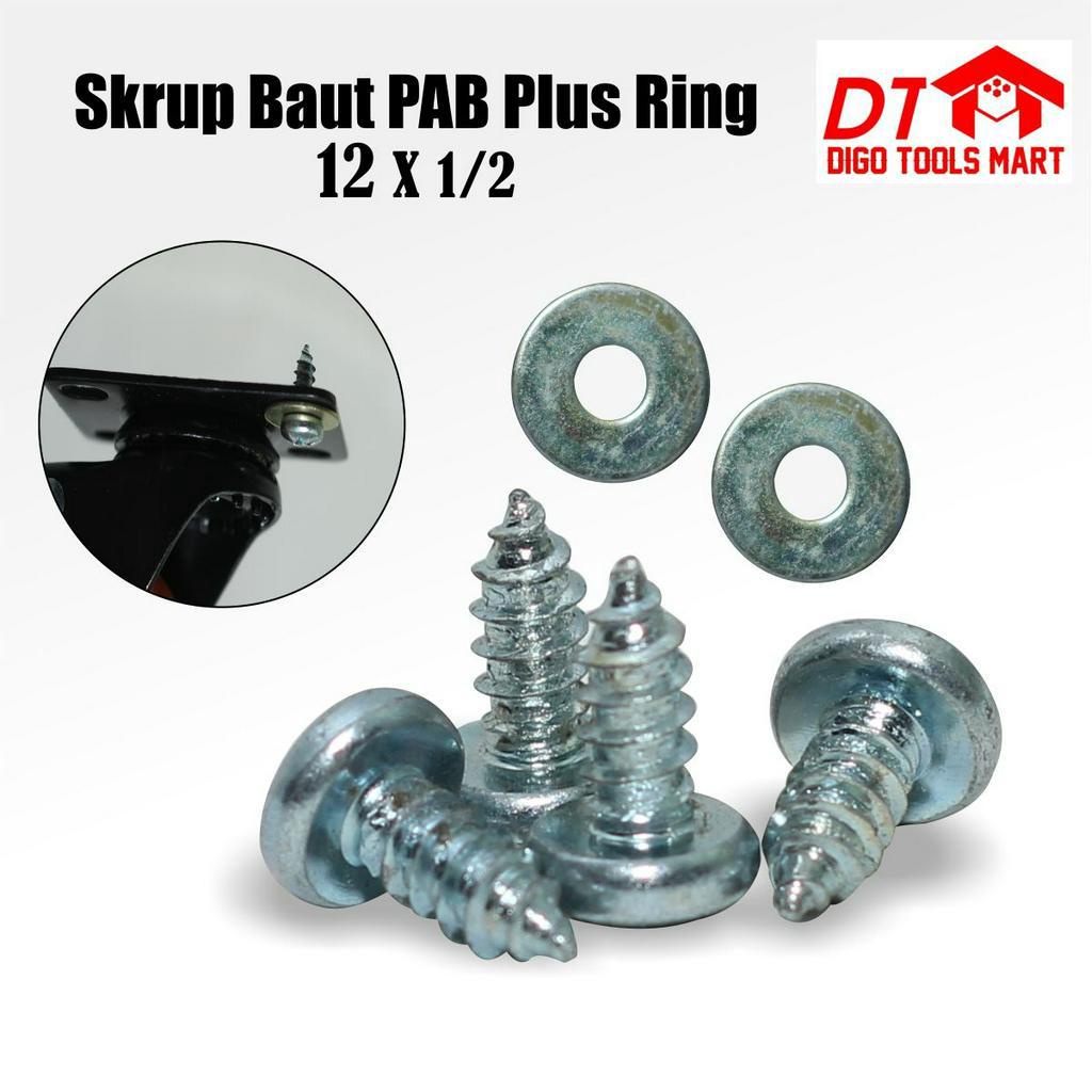 Jual Skrup Baut PAB Sekrup Tapping Plus Ring 12 x 1/2 Per 10PCS ...