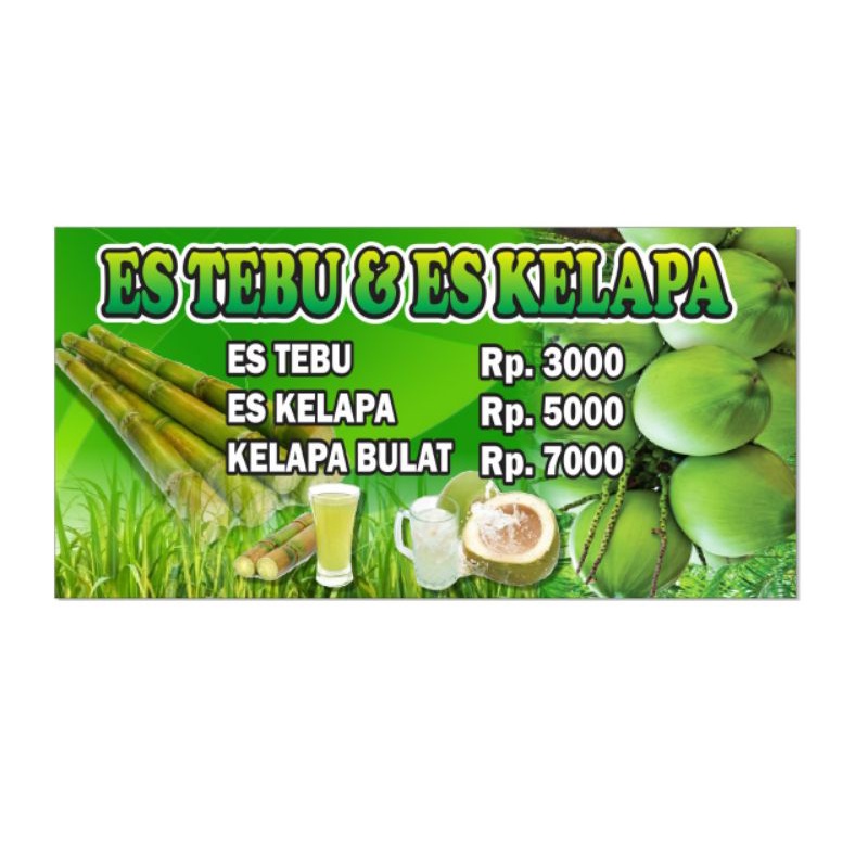 Jual Spanduk/banner Es Tebu & Es Kelapa 2x1 meter | Shopee Indonesia