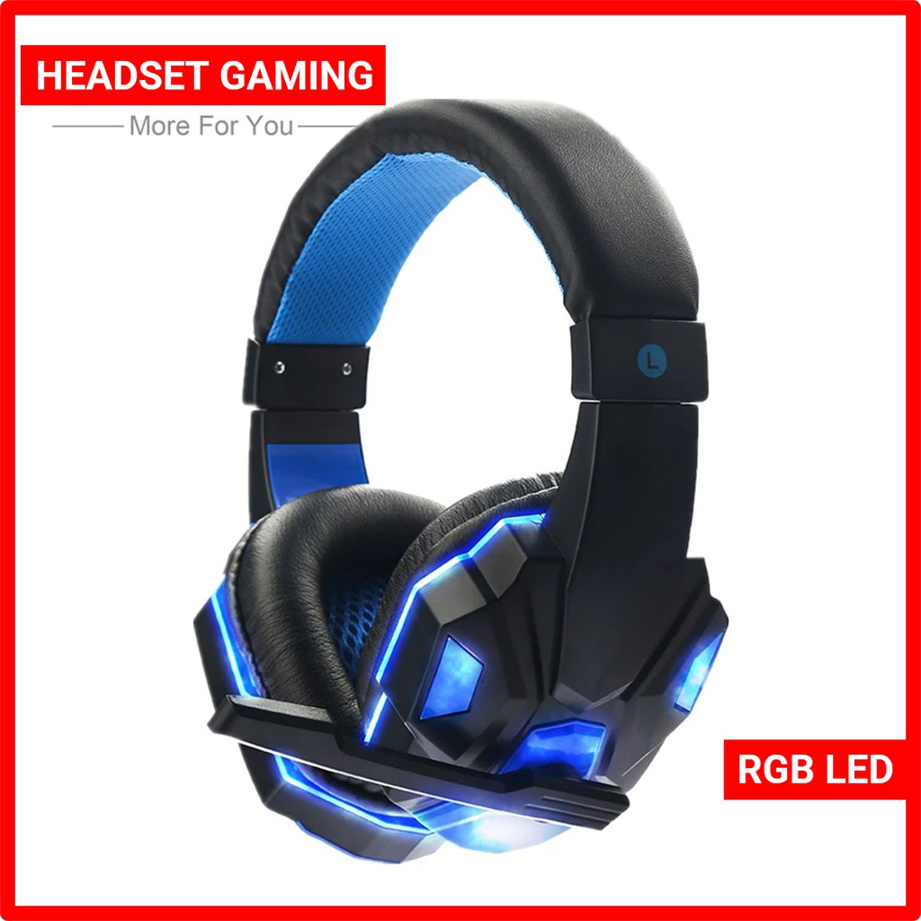 Jual Headset Gaming LED + Microphone LED RGB Gaming Headphone Gamer ...