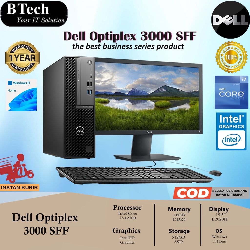 Jual Dell Optiplex 3000 SFF Intel Core i7-12700 16GB 512GB SSD DVDRW ...