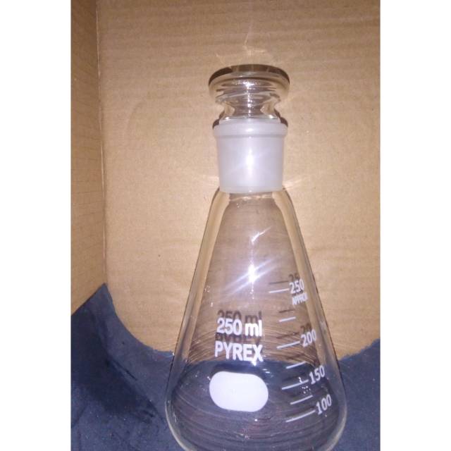 Jual Erlenmeyer flask 250 mlasah + tutup PYREX | Shopee Indonesia