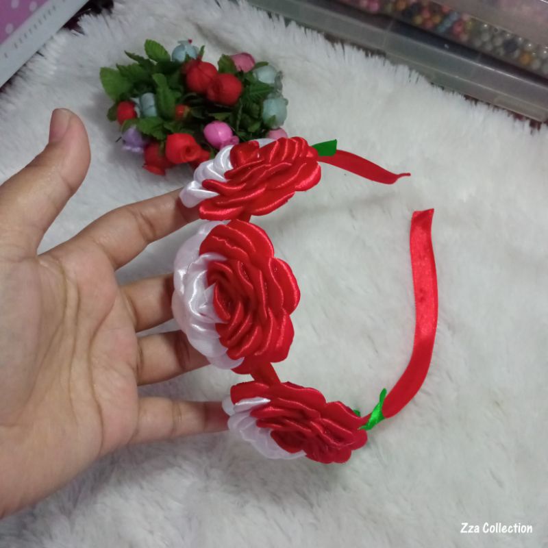 Jual bando bunga merah putih,flowercrown merah putih,aksesoris ...
