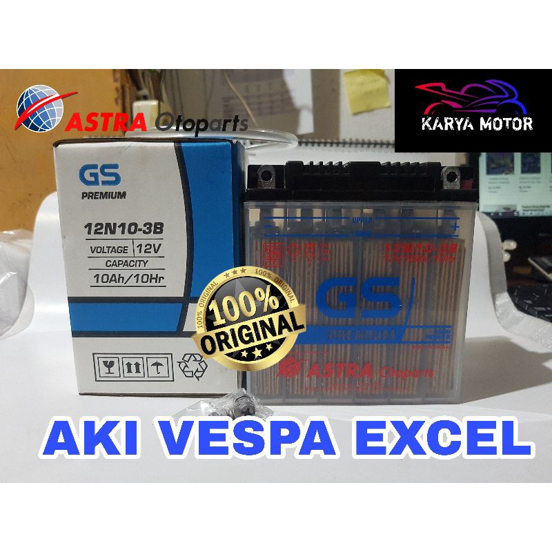 Jual AKI MOTOR GS ASTRA / YUASA 12N10-3B VESPA EXCEL THUNDER 250 TOSA | Shopee Indonesia