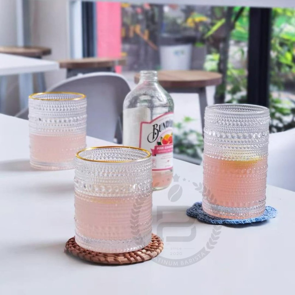 Jual Vintage Retro Dots Glass Cup Crystal Gelas Estetik Aesthetic ...