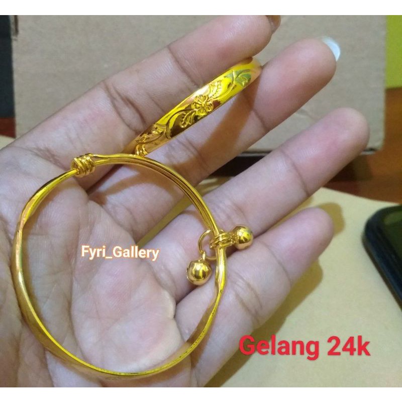 Jual Yaxiya Gelang Lonceng Yaxiya Anak Ukir Bunga (WARNA 24K TAHAN LAMA ...