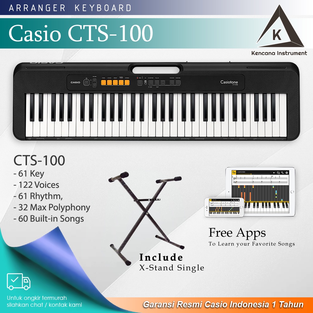 Jual Keyboard Casio CTS100 / CT-S100 / CTS 100 Garansi Resmi | Shopee ...