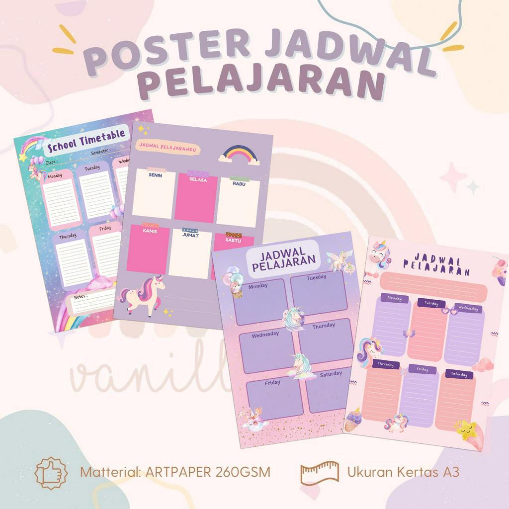 Jual Jadwal Pelajaran Sekolah Unicorn Poster Jadwal Sekolah | Shopee ...