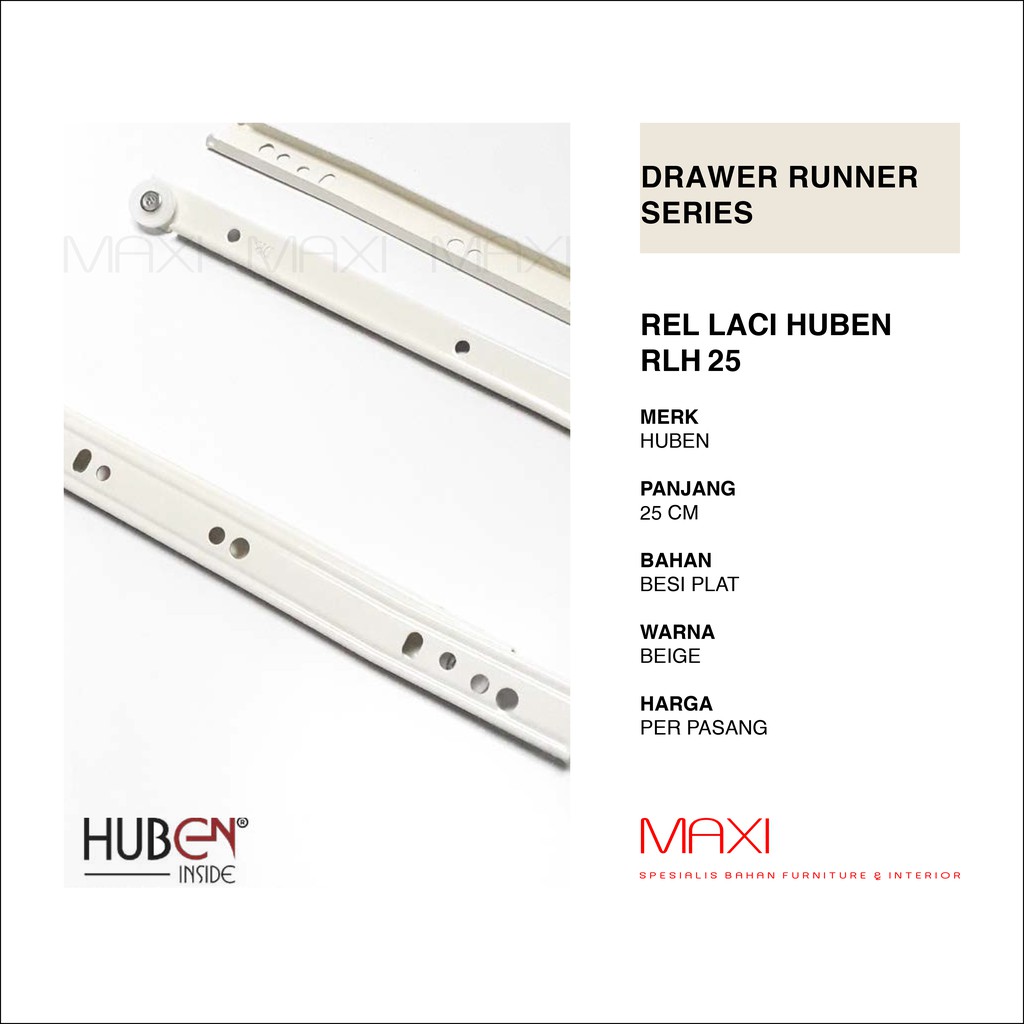 Jual Huben Rel Laci 25 Cm Putih Drawer Cabinet Slide | Shopee Indonesia