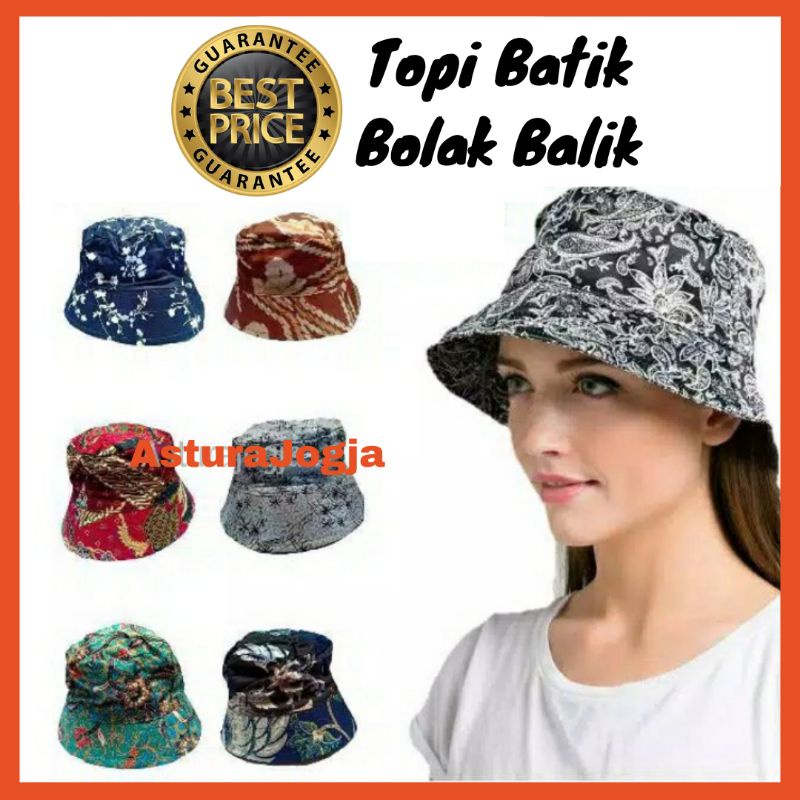 Jual AQE467 Bucket Hat Batik Jogja Topi Batik Bolak Balik Topi pantai ...