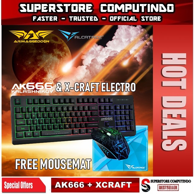 Jual Armaggeddon AK666-AK666X Membran Gaming Keyboard Combo Alcatroz ...